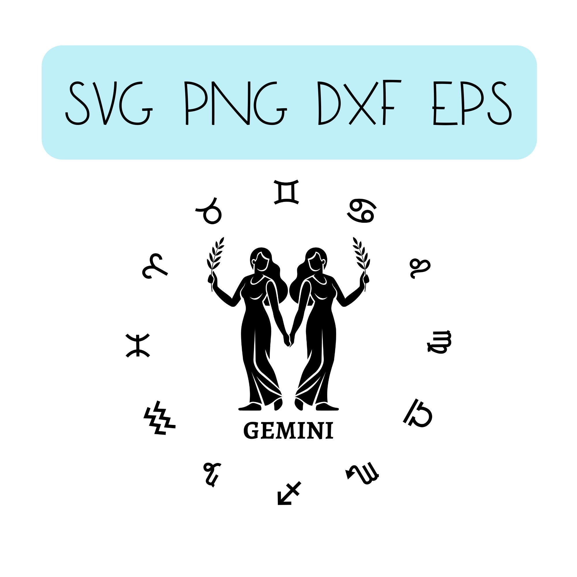 Gemini SVG Astrology PNG Gemini Cut File Gemini Zodiac SVG - Etsy