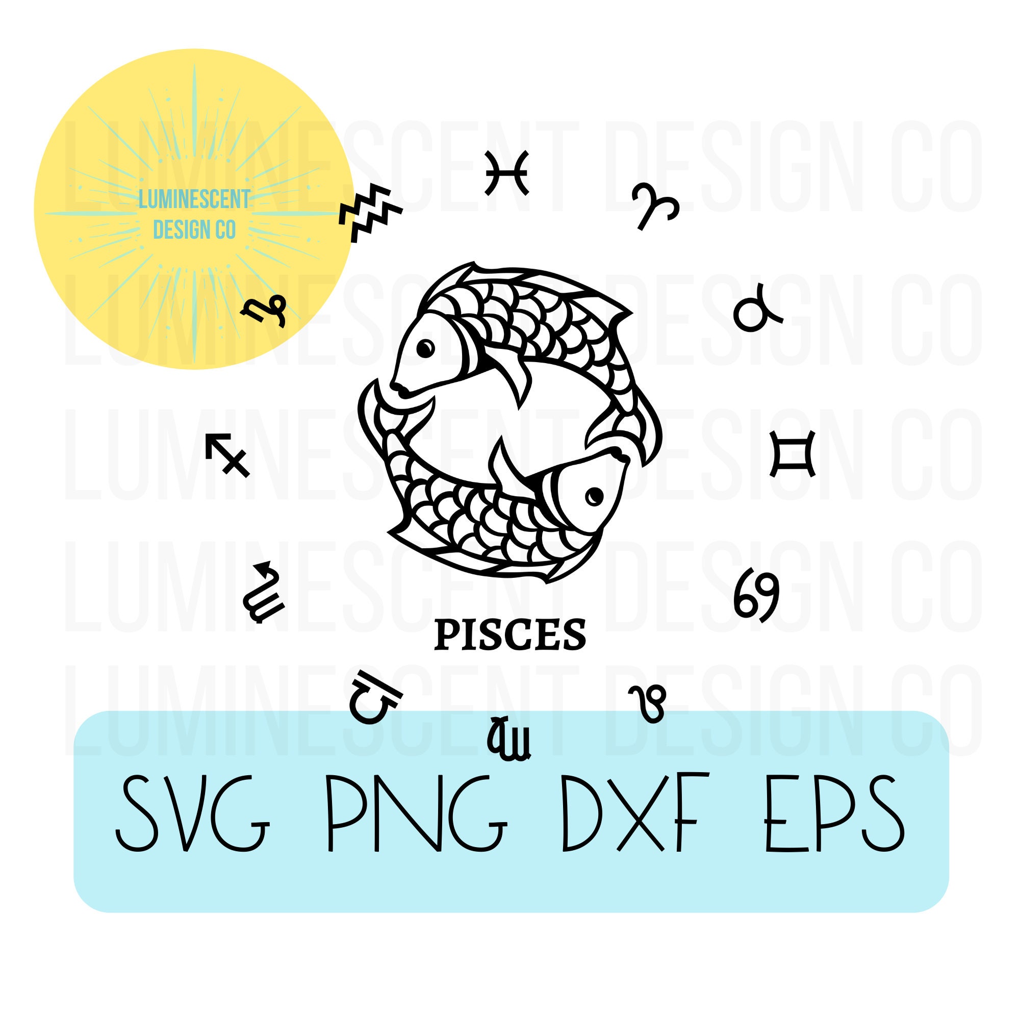 Pisces SVG Astrology PNG Pisces Cut File Pisces Zodiac SVG - Etsy