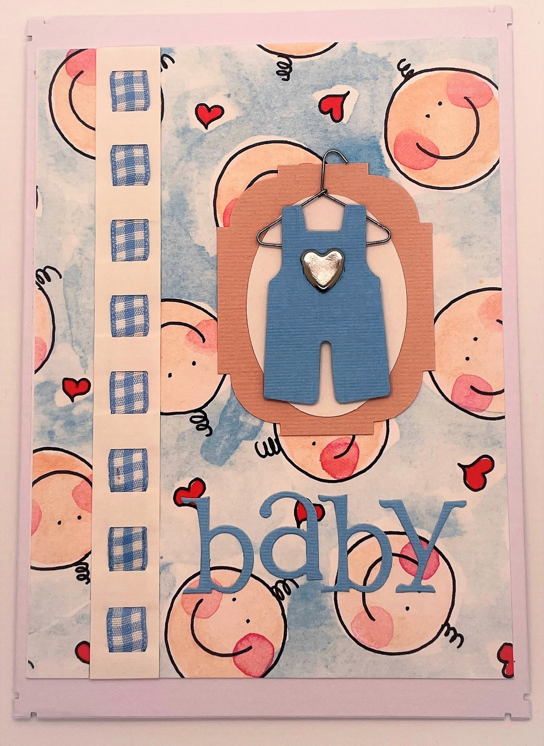 BABY BLUE OVERALLS on A Hanger With Love Handmade Greeting - Etsy