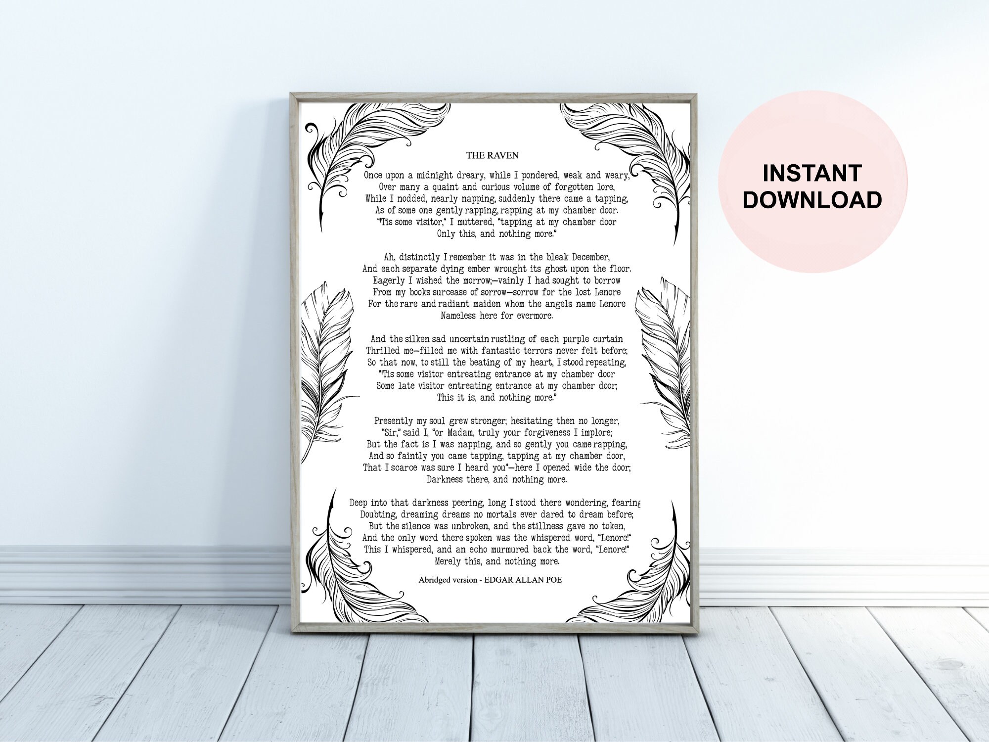 Edgar Allen Poe, the Raven, Printable Wall Art, Home Decor - Etsy