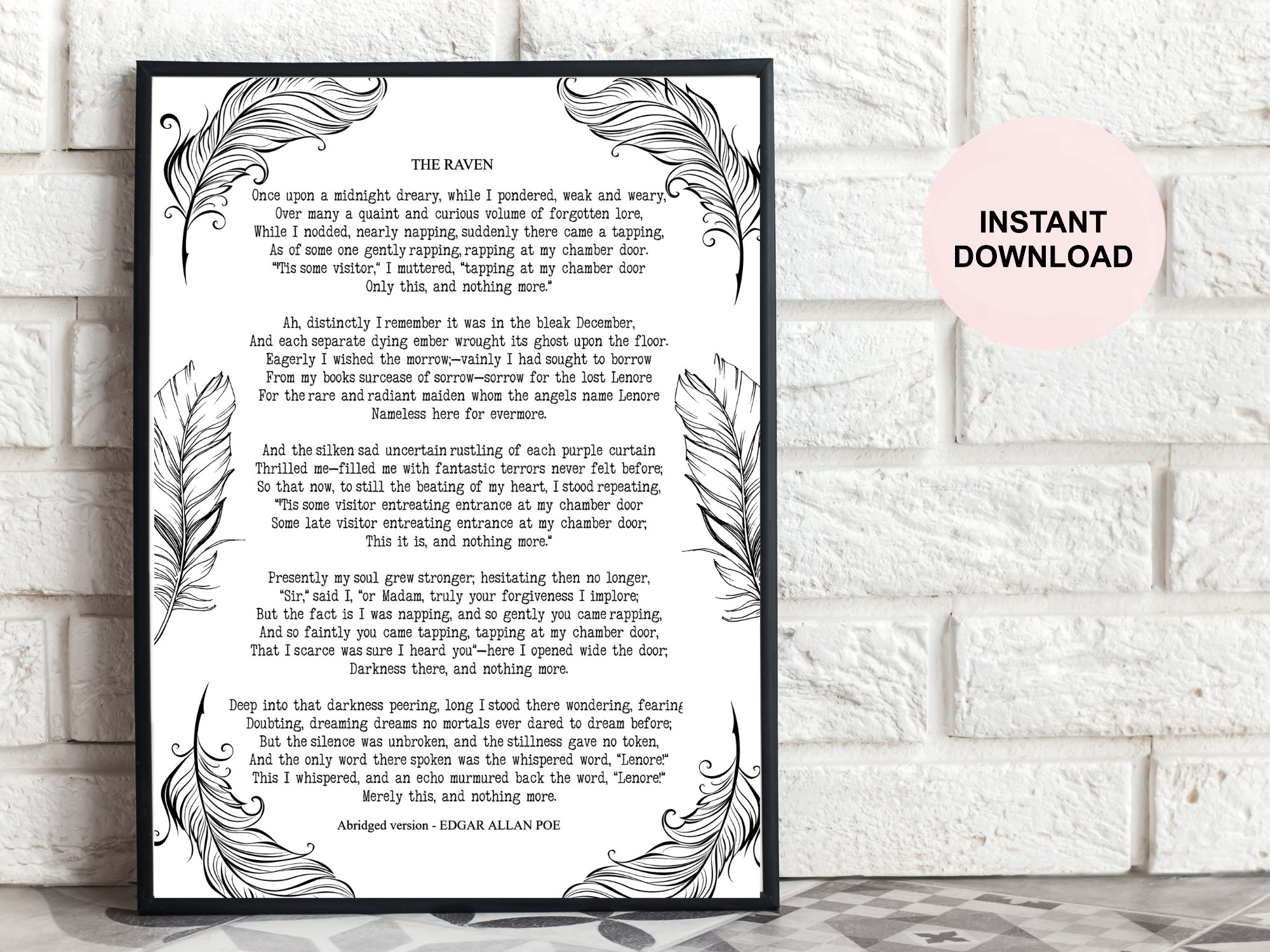 Edgar Allen Poe, the Raven, Printable Wall Art, Home Decor - Etsy