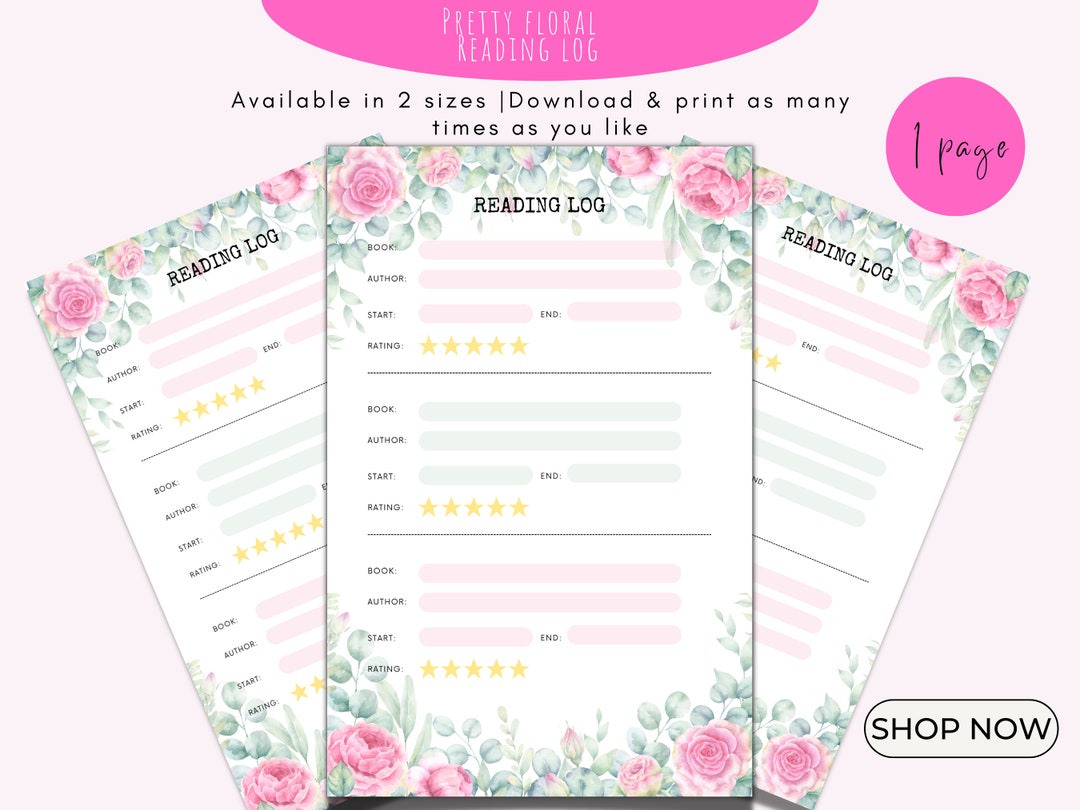 Printable 2023 Reading Log - Rose Floral Pink - Etsy