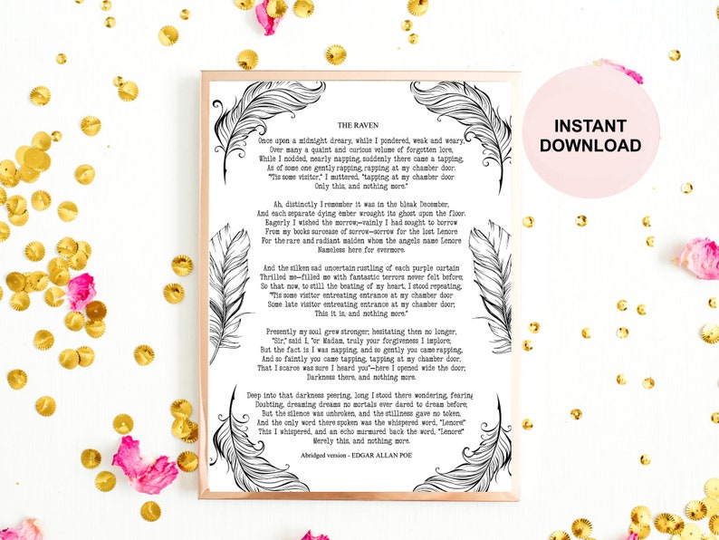 Edgar Allen Poe, the Raven, Printable Wall Art, Home Decor - Etsy