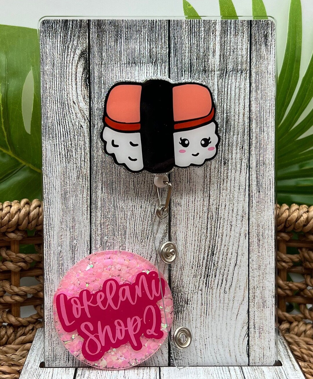 Hawaiian Spam Musubi Acrylic Retractable Badge Reel - Medical ID Badge ...