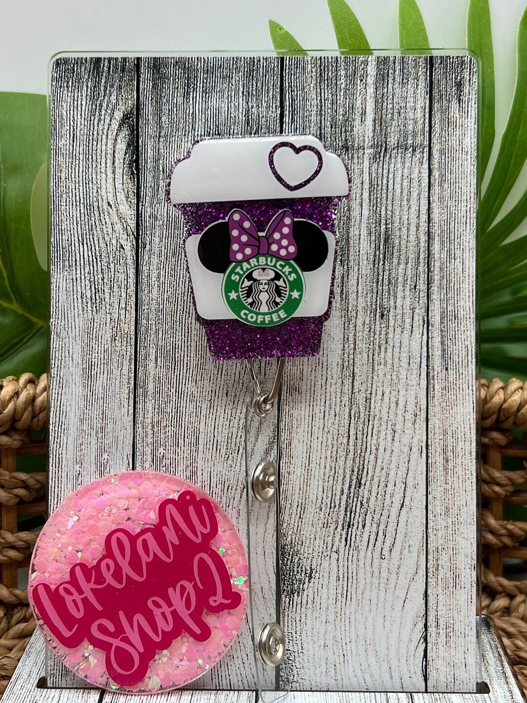 Mouse Ear Coffee to Go Retractable Badge Reel - Mouse Ears ID Badge ...