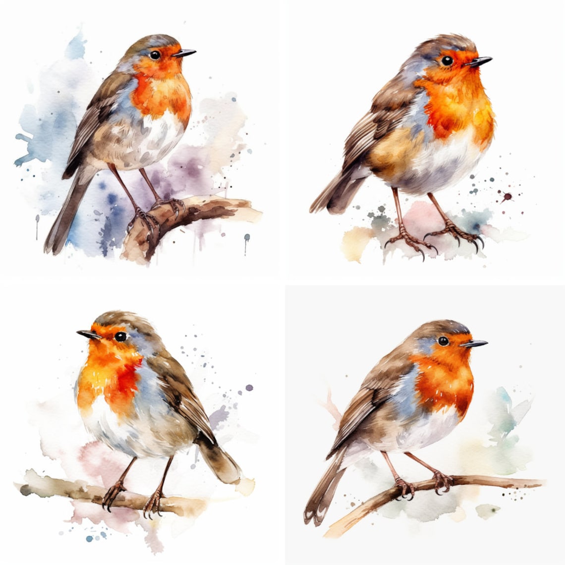 Watercolor Birds Clip Art, Tiny Colorful Birds Clipart, Bird Png ...