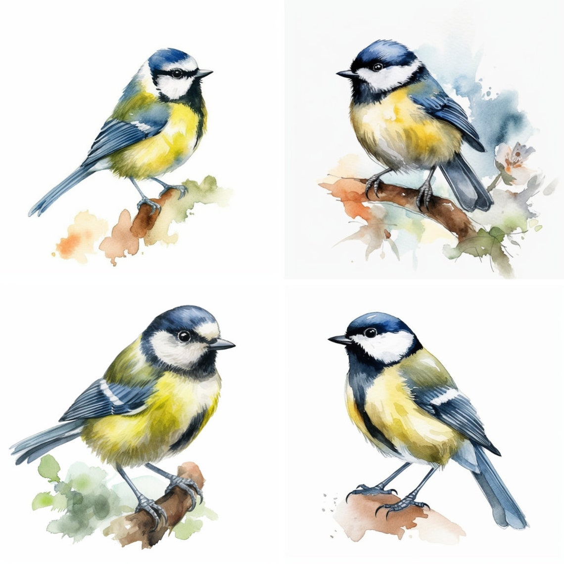 Watercolor Birds Clip Art, Tiny Colorful Birds Clipart, Bird Png ...