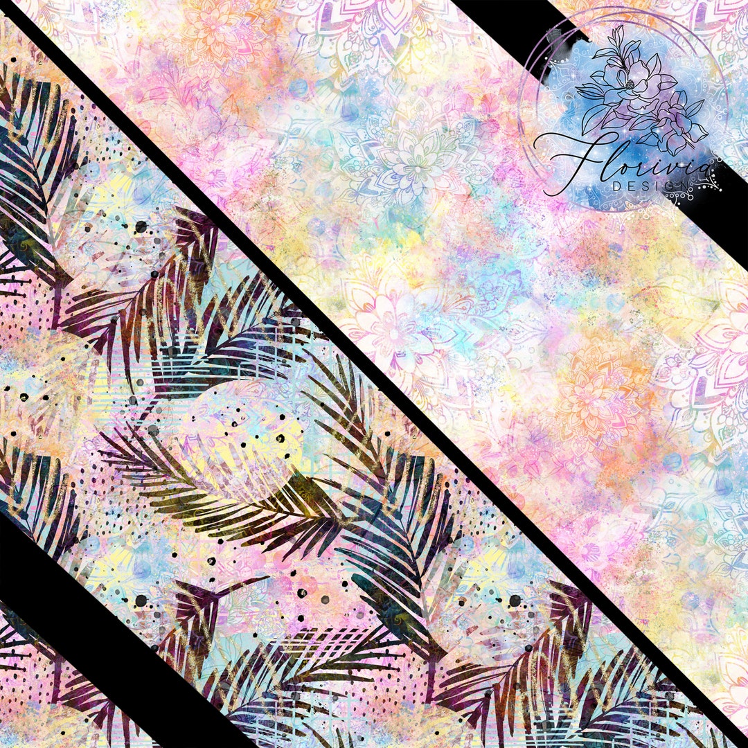 Two Seamless Digital Patterns seamless, Abstract, Colorful, Plants ...