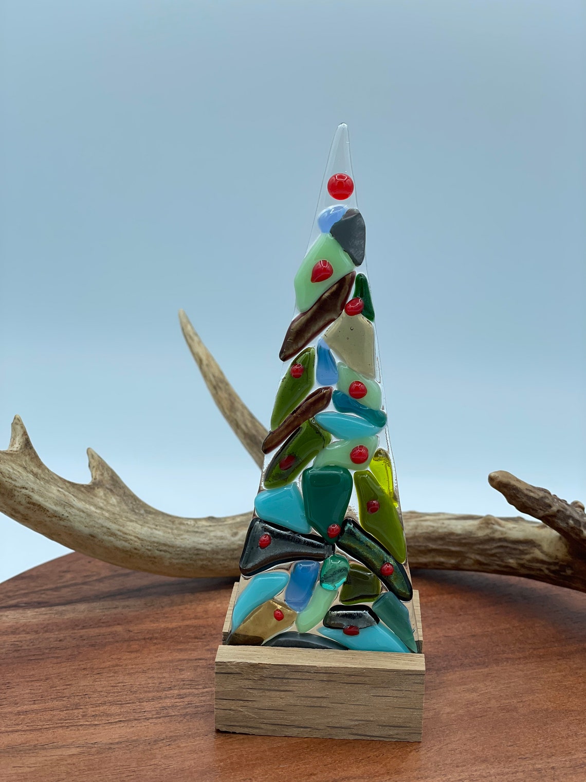 Handmade Fused Glass Christmas Tree Kiln-fired Art Mosaic Christmas ...
