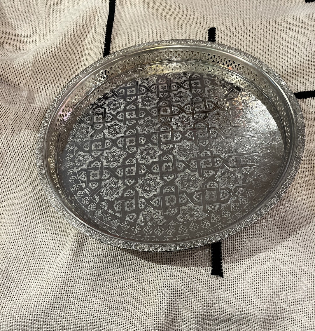Moroccan Silver Tray -moroccan Tea Tray - Moroccan Serving Tray - Etsy