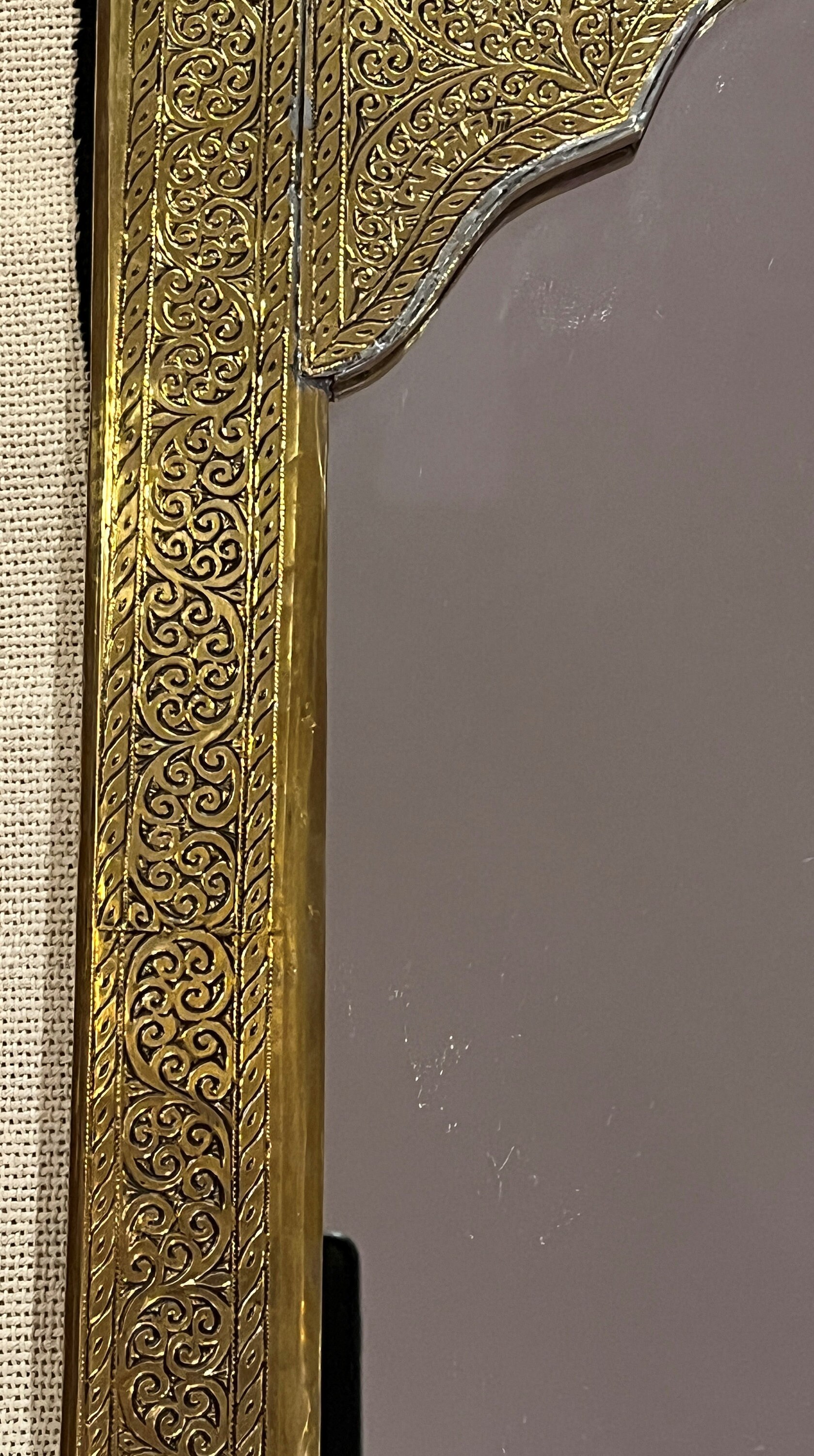 Handmade Arched Moroccan Brass Wall Mirror: Etched Metal Frame - Etsy