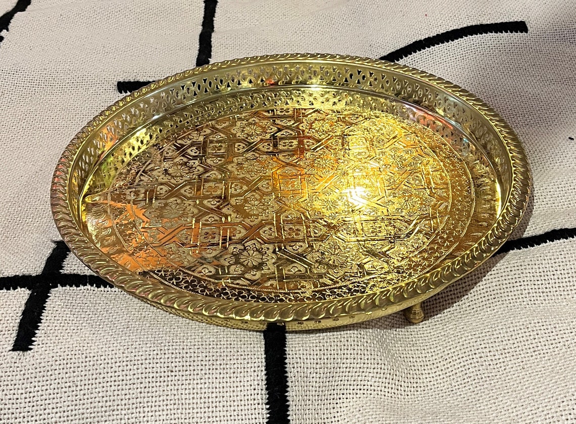 Brass Tray, Moroccan Brass Tray, Brass Serving Tray, Moroccan Tray ...
