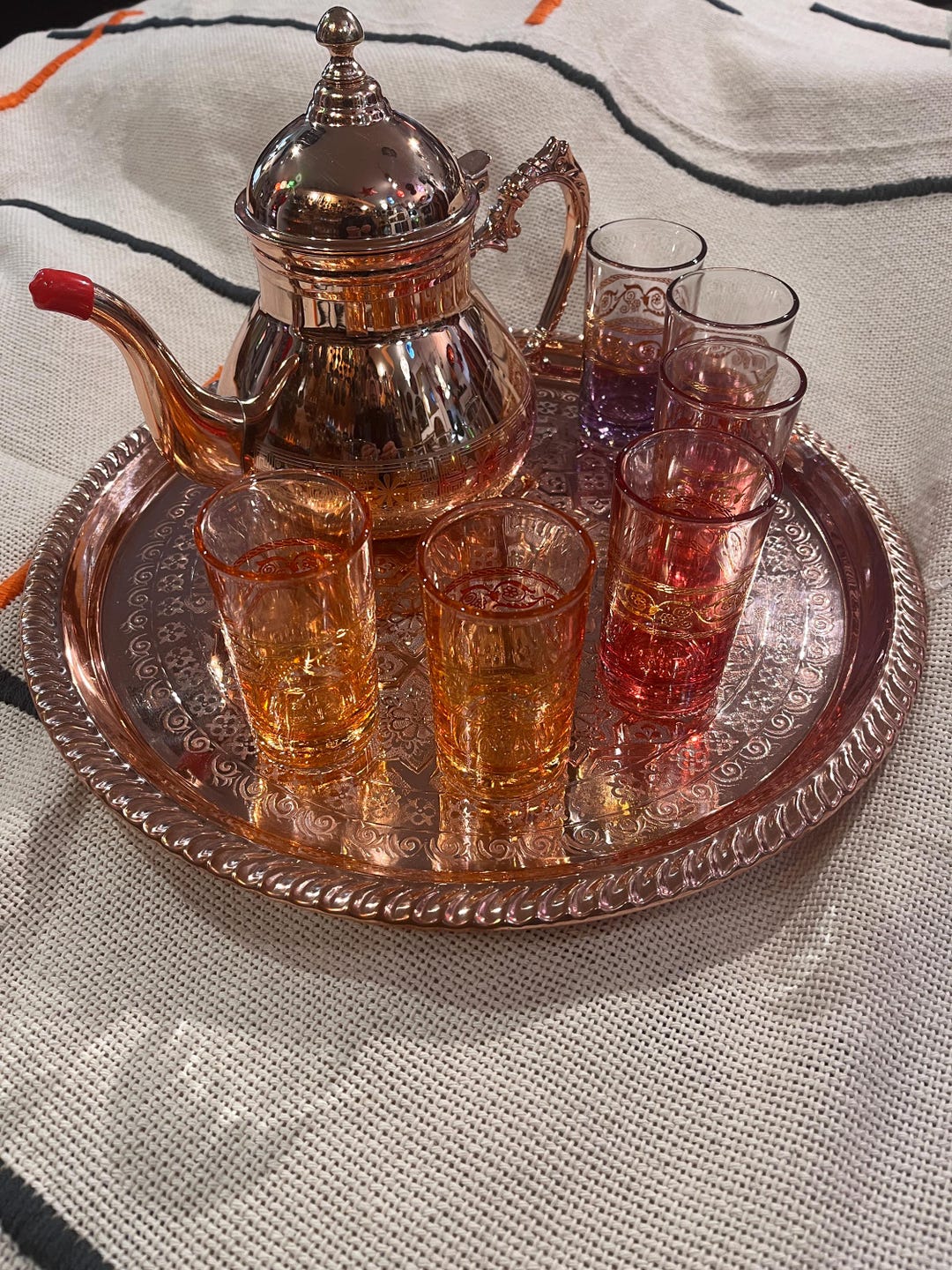 Tea Set, Cooper Tea Set, Moroccan Tea Set, Moroccan Teapot, Tea Glasses ...