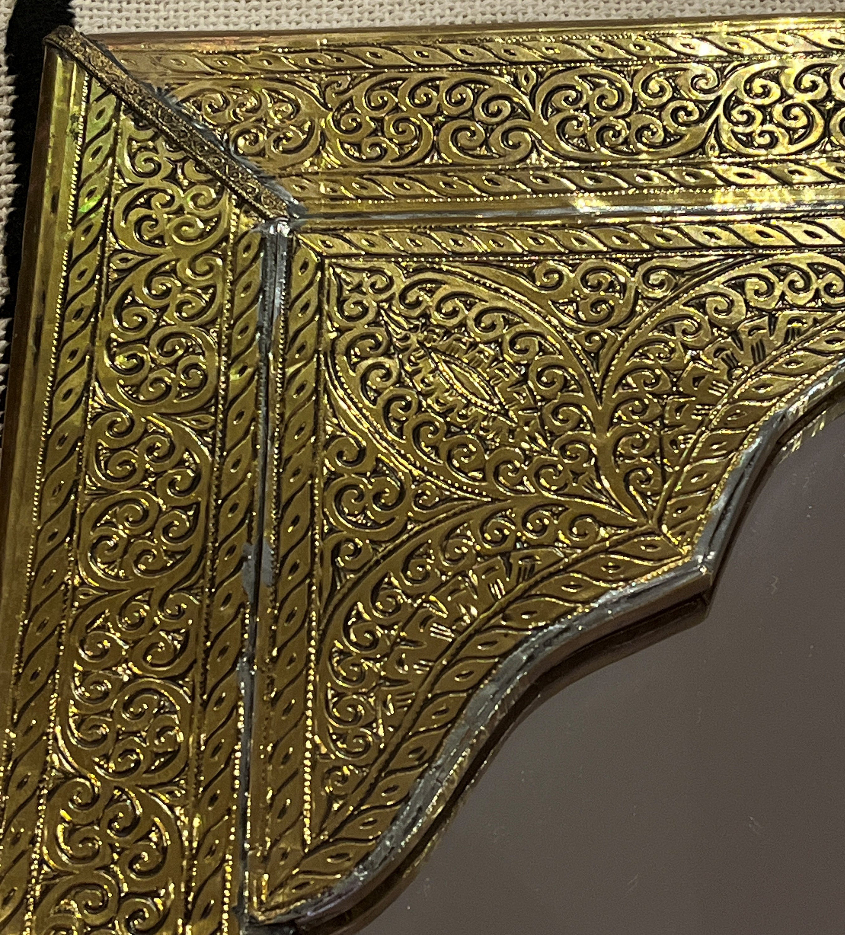 Handmade Arched Moroccan Brass Wall Mirror: Etched Metal Frame - Etsy