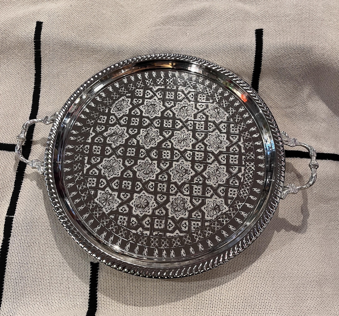 Moroccan Silver Tray -moroccan Tea Tray - Moroccan Serving Tray, Arabic ...
