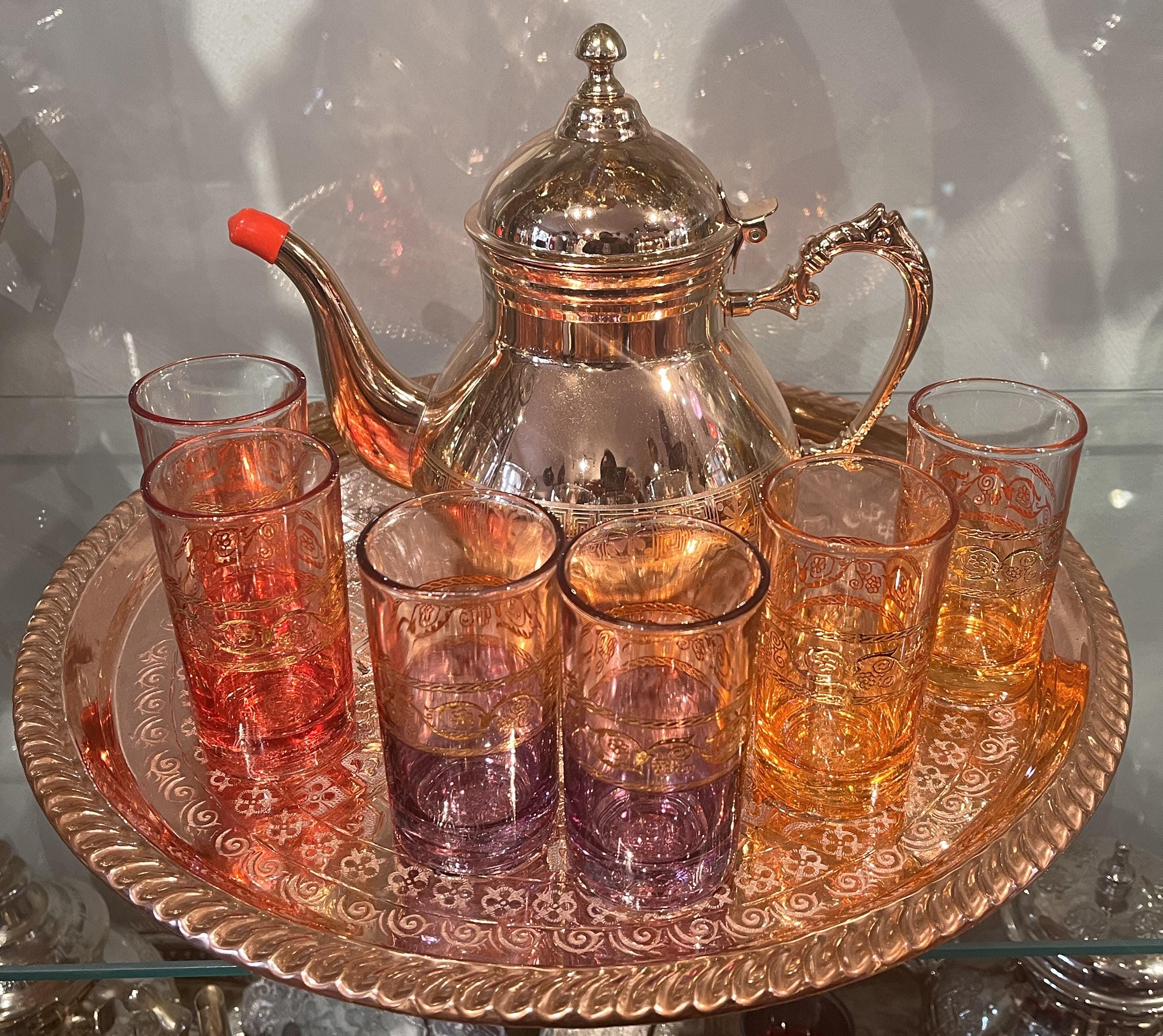 Tea Set, Cooper Tea Set, Moroccan Tea Set, Moroccan Teapot, Tea Glasses ...