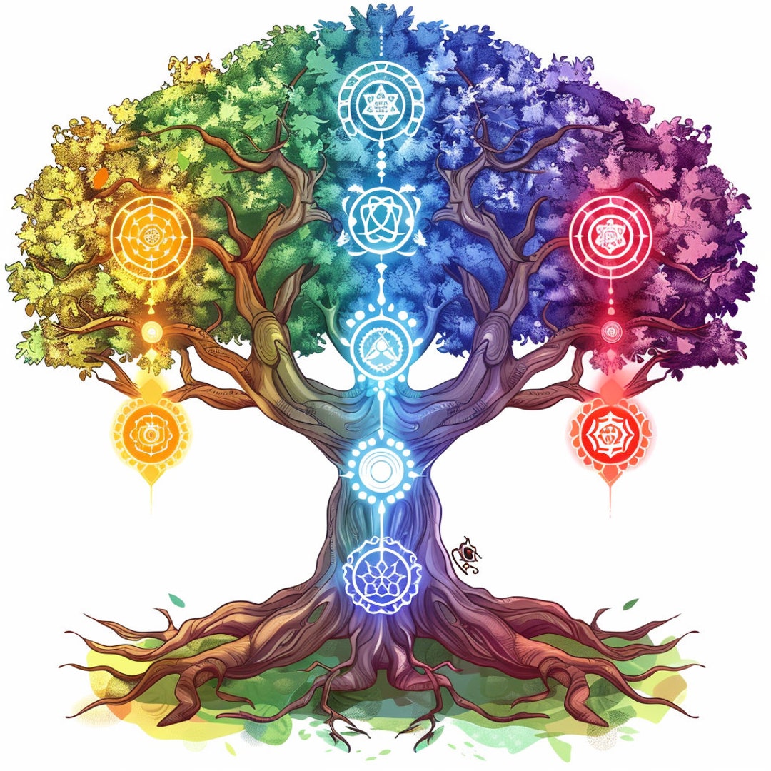 Trees of Life Chakras Clipart, 10 PNG, Digital Print, Sublimation, Wall ...
