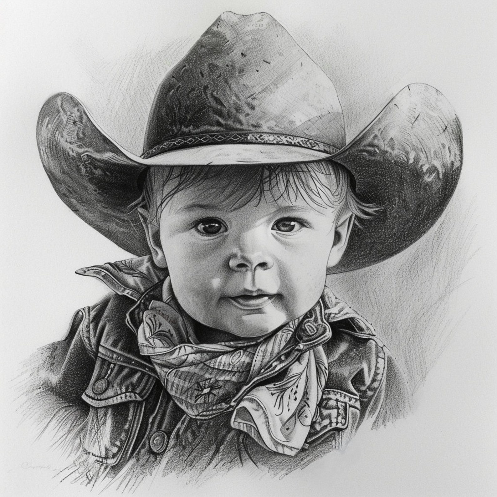 Cute Baby Cowboy Clipart, Black and White, 10 PNG, Digital Print ...