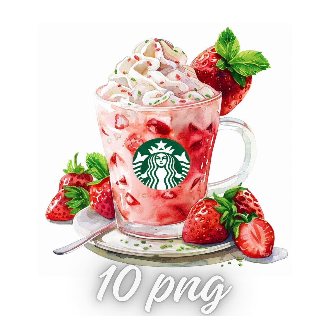 Strawberry Starbucks Clipart, Whipped Cream, White Background, 10 Png ...