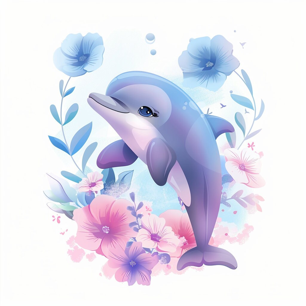 Cute Baby Dolphin, Clipart, 5 PNG, Decoration, Sublimation, Digital ...