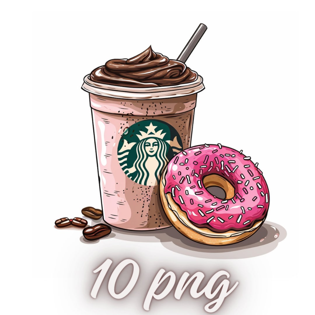 Starbucks Coffee Illustration Clipart, 10 PNG, Digital Printing, Wall ...