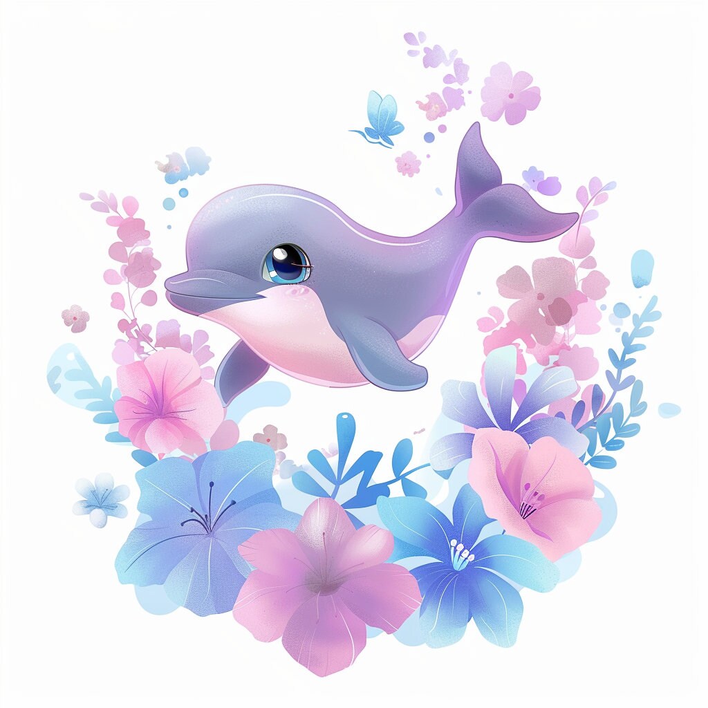 Cute Baby Dolphin, Clipart, 5 PNG, Decoration, Sublimation, Digital ...