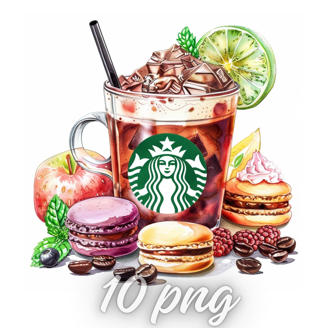 Starbucks Clipart, Macarons, Fruits, 10 PNG, Digital Printing ...