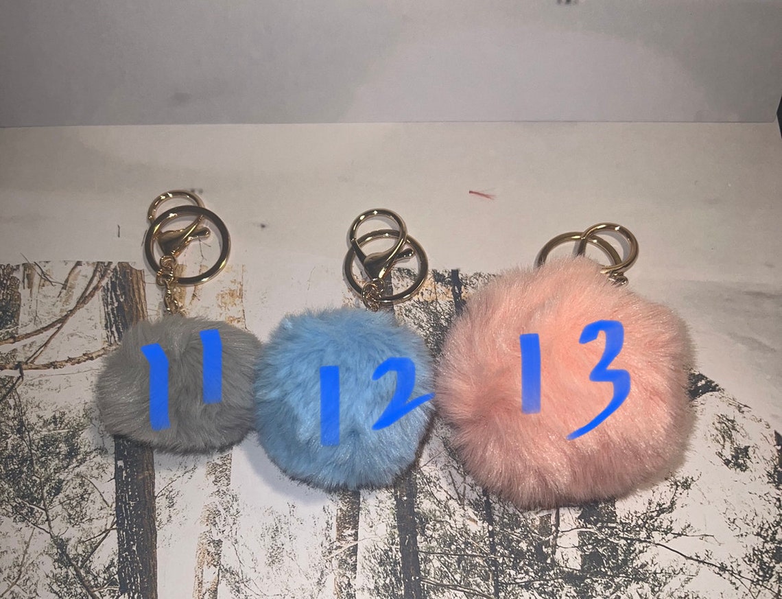 Personalized Name Keyring With Pom Pom Custom Acrylic - Etsy