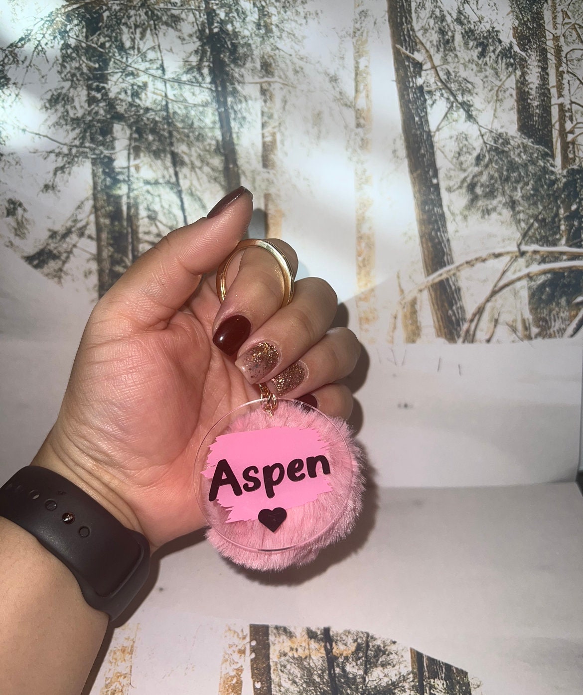 Personalized Name Keyring With Pom Pom | Custom Acrylic Keychain ...