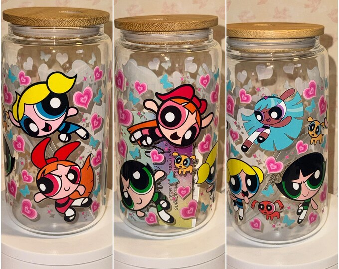 Powerpuff Girls Libby Glass Can, Powerpuff Coffee Cup, Powerpuff Glass ...