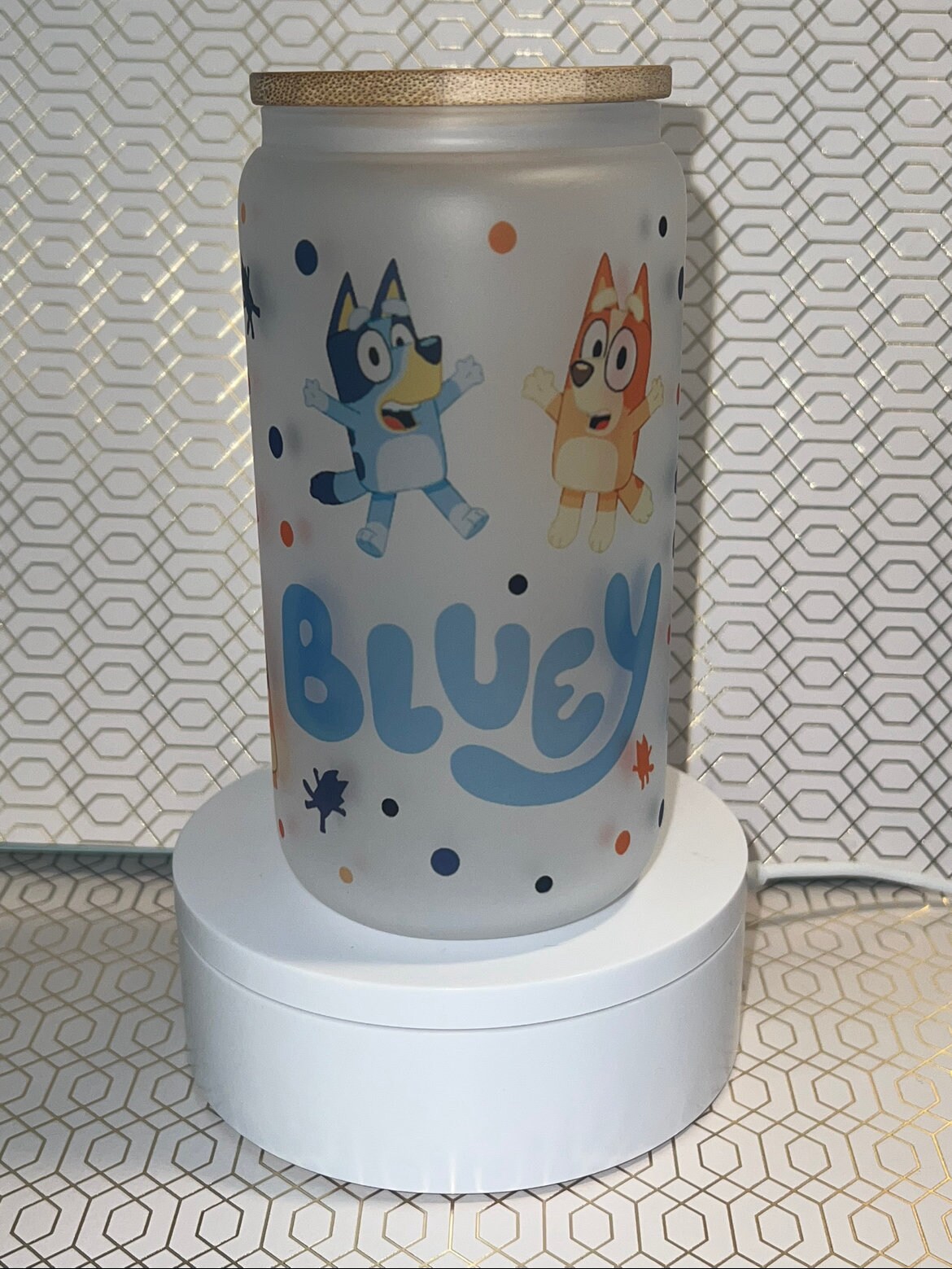 Bluey Glass Cup, Blue Dog Glass Cup, Bluey Libbey Can Glass, Blue Dog ...