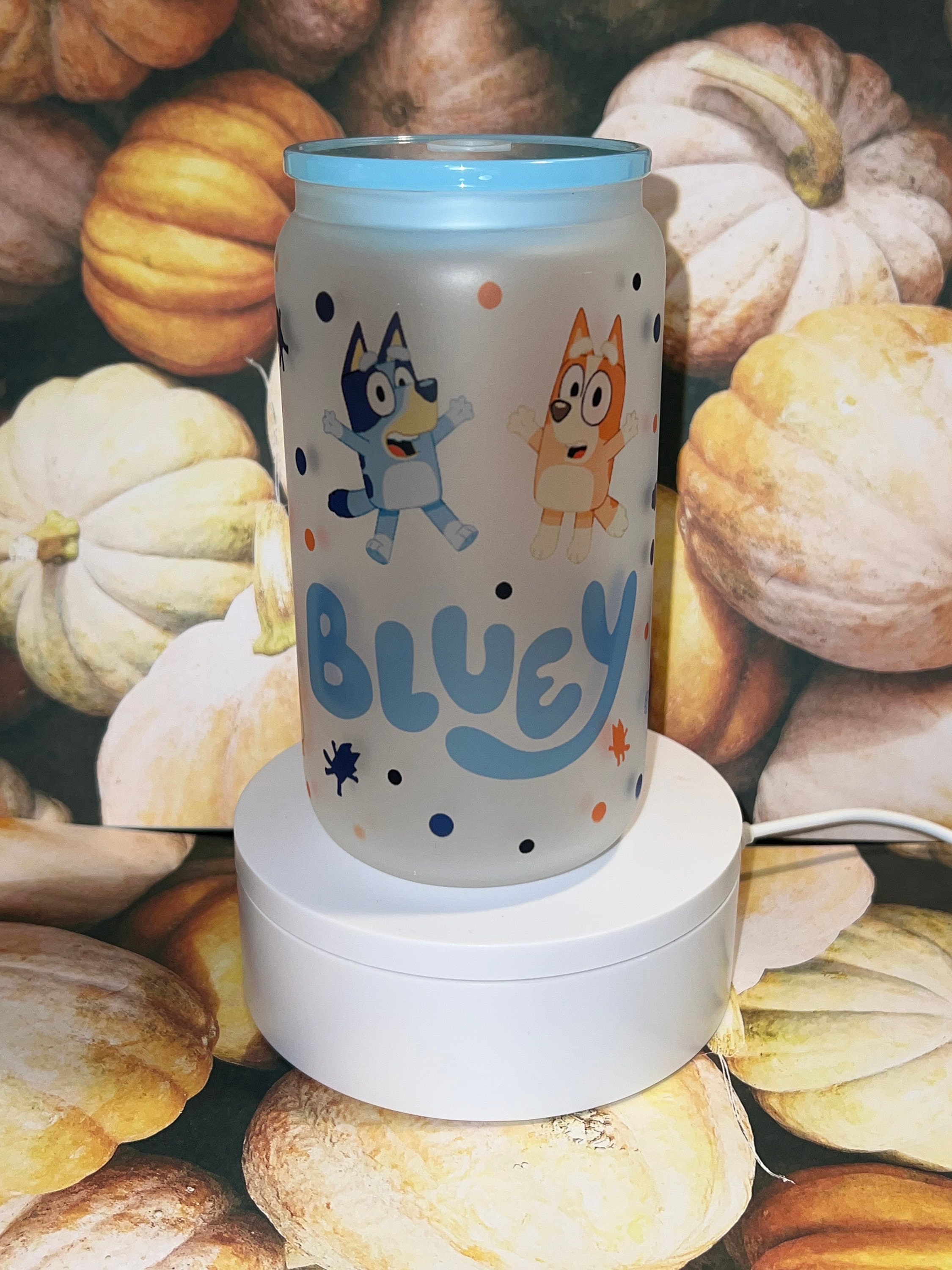 Bluey Glass Cup, Blue Dog Glass Cup, Bluey Libbey Can Glass, Blue Dog ...