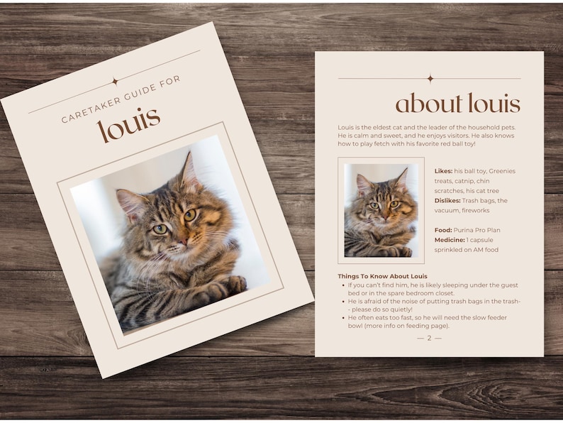 Editable Cat Sitter Instructions: Printable Cat Care Guide (PDF ...