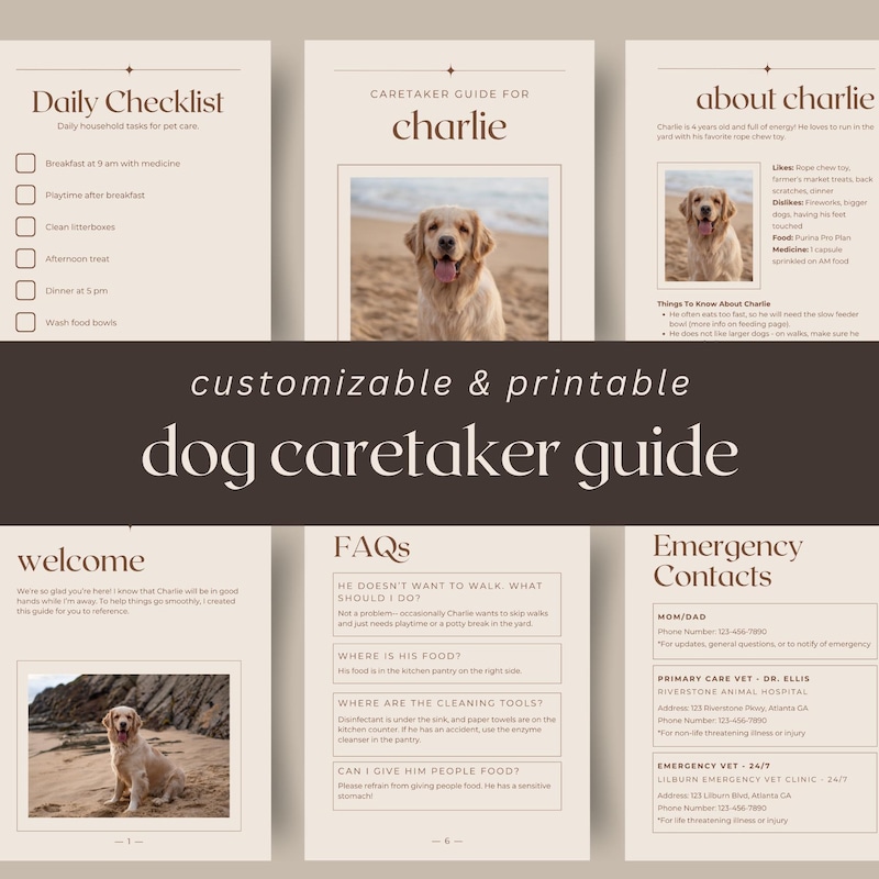 Editable Dog Info Sheet - Etsy