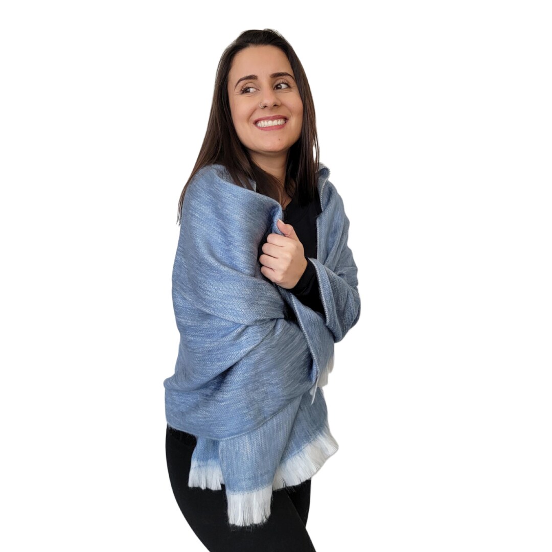 Blue Shawl | Ultra-soft Alpaca Wool Pashmina Wrap | Blue Shawls - Etsy