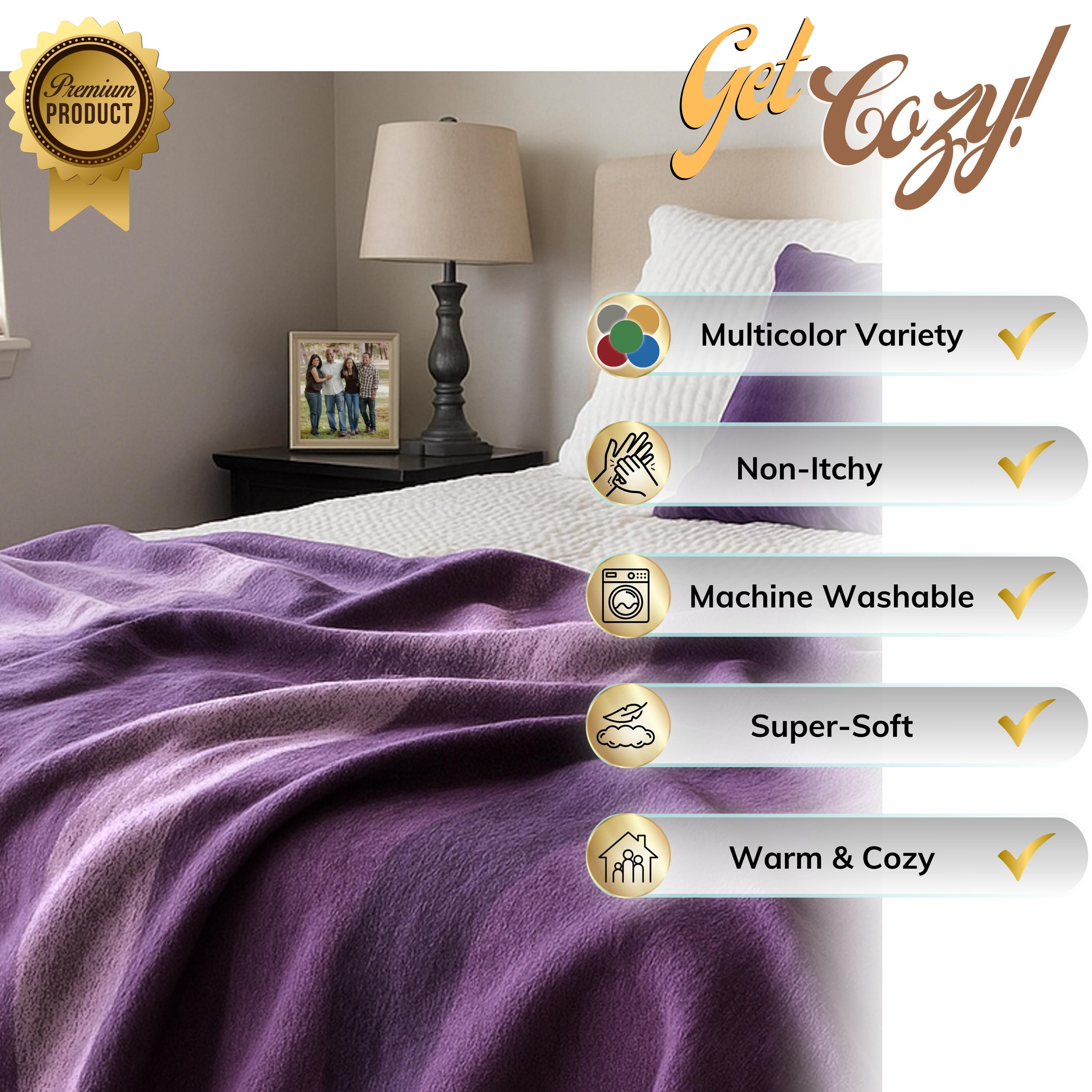 Purple Wool Throw Blanket | Queen Size Handmade Blanket | Purple Throw ...