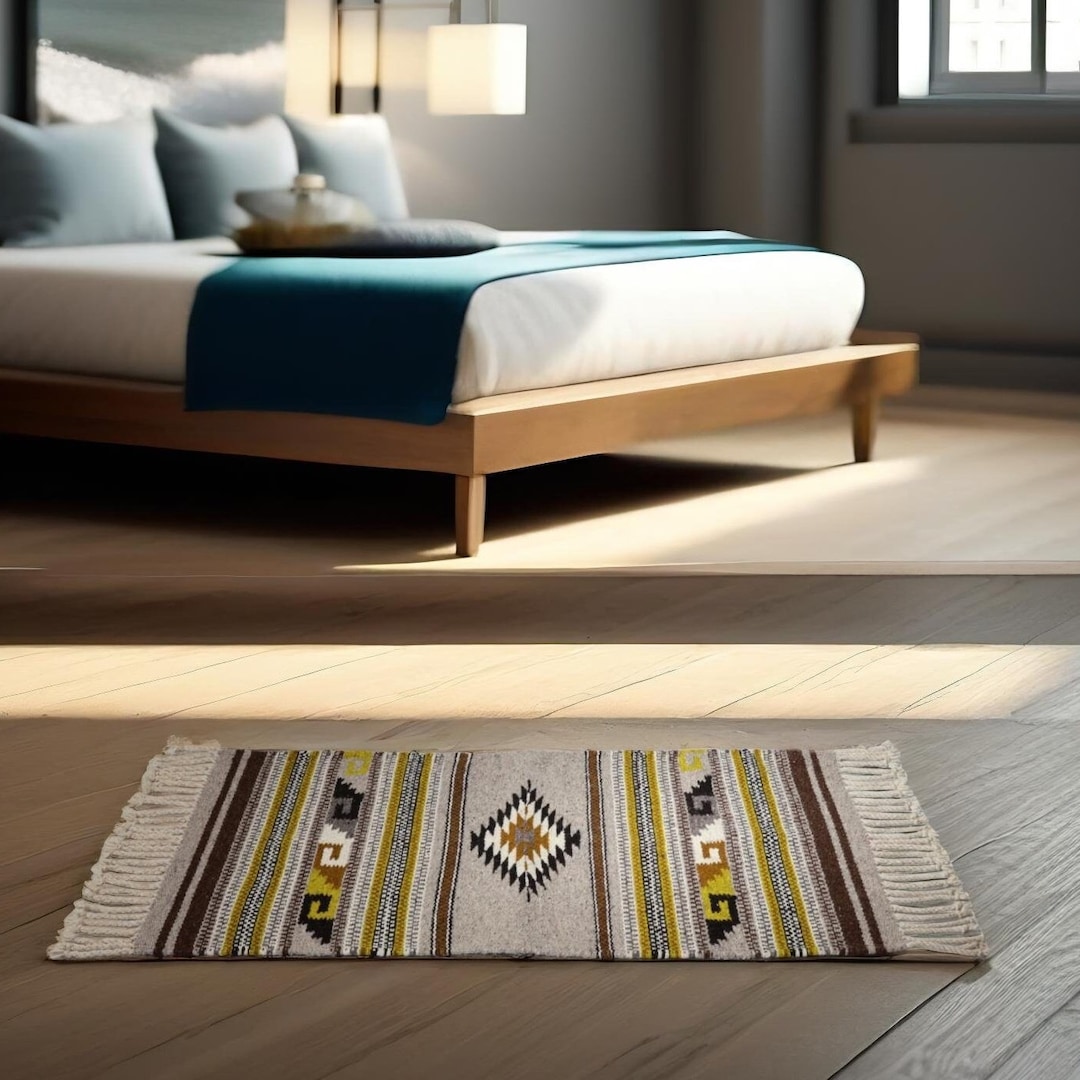 Handwoven Sheep Wool Mat - Authentic Mexican Artisan Rug - Sustainable ...