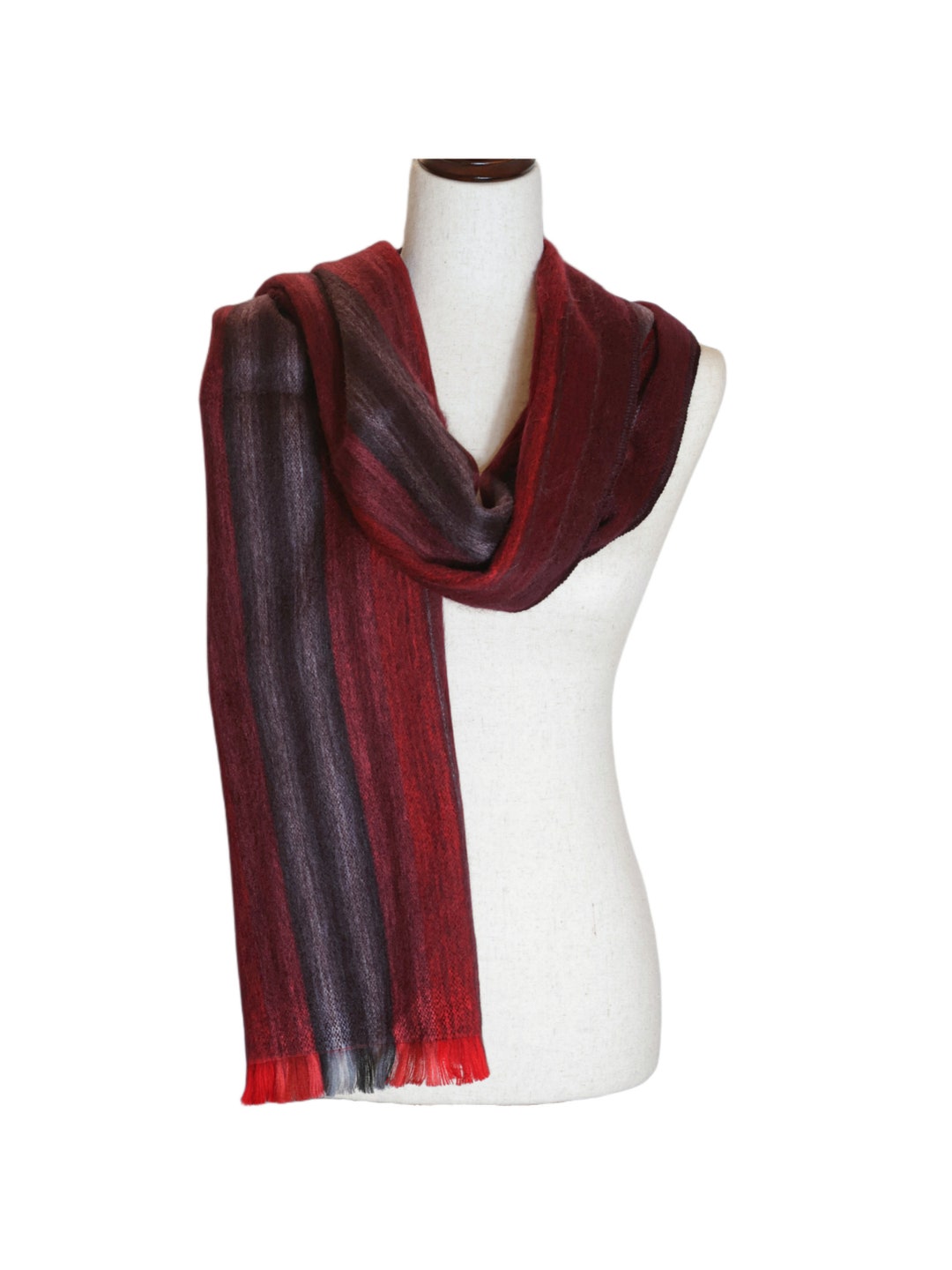 Dark Red - Christmas Alpaca Wool Scarf - Unisex Scarf - Wool Scarves ...