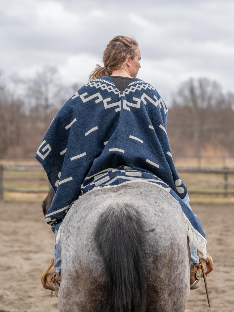 Blue Clint Eastwood Poncho | Handmade Alpaca Wool Poncho - Serape ...
