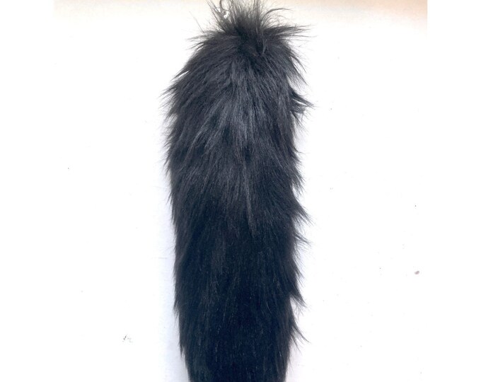 Soft Black 34cm 13.4" Faux Tail Fake Fur Realistic Wolf Fox Fake Animal ...
