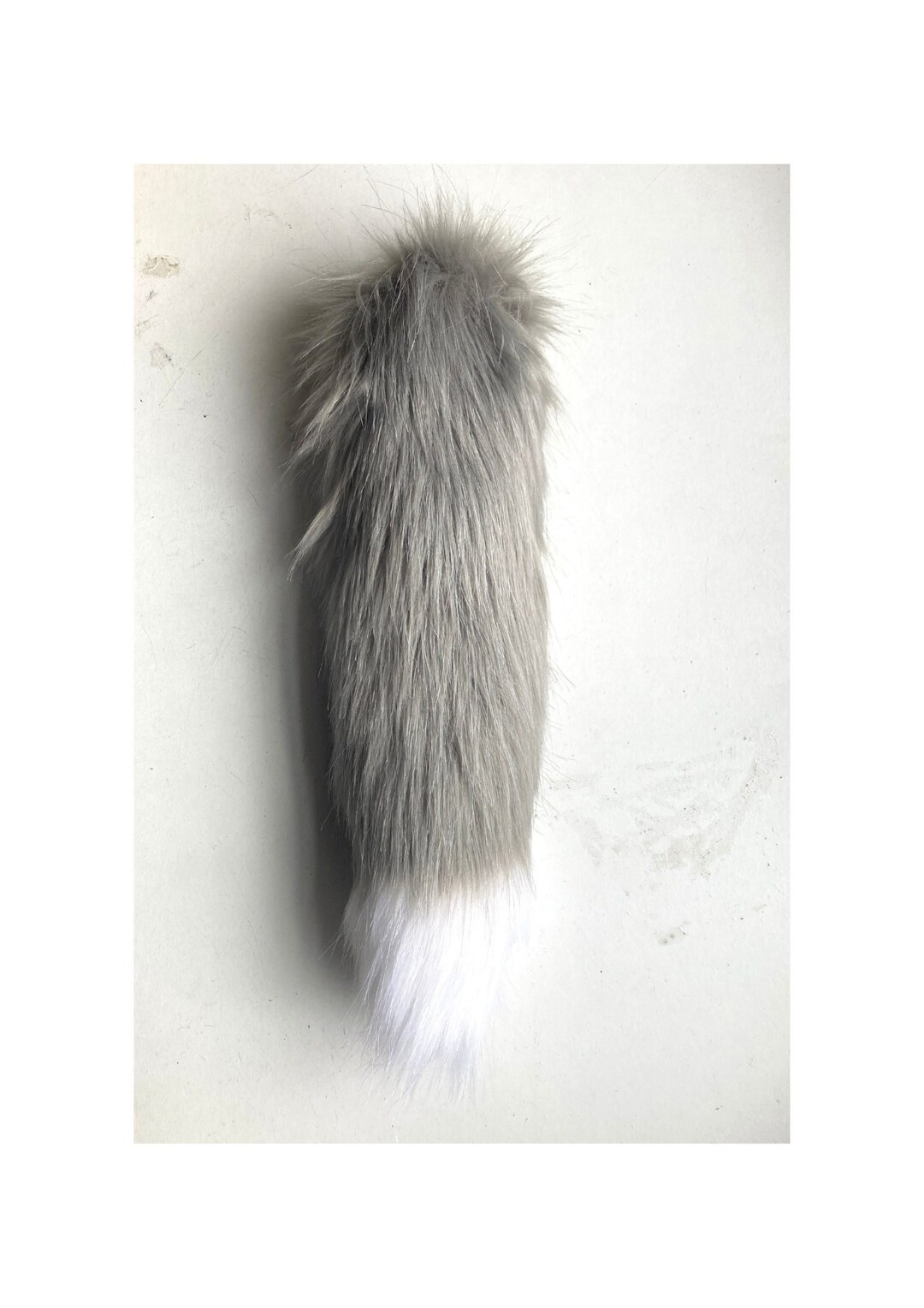 Fake Fox Grey White Tip Tail 33cm 13 Handsewn Faux Tail Fake Fur Fox ...