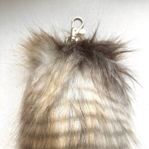Striped Brown Beige White 32cm 12" Faux Tail Fake Fur Realistic Wolf ...