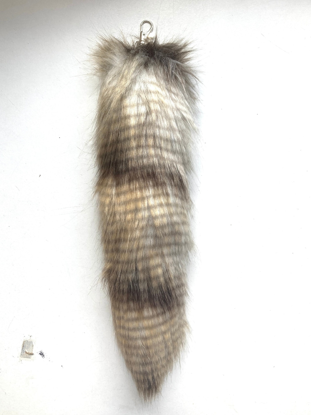 Striped Brown Beige White 32cm 12 Faux Tail Fake Fur Realistic Wolf Fox ...