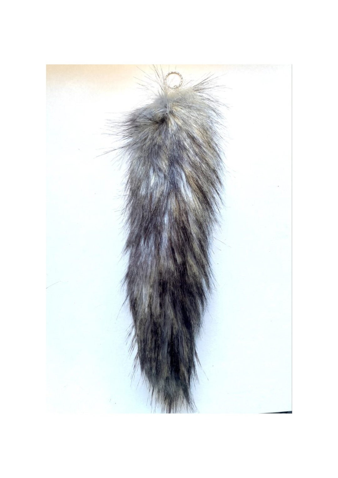 Large Handmade Tail 34 Cm UK Beige-blue-grey DARK VARIANT Faux Fur Wolf ...