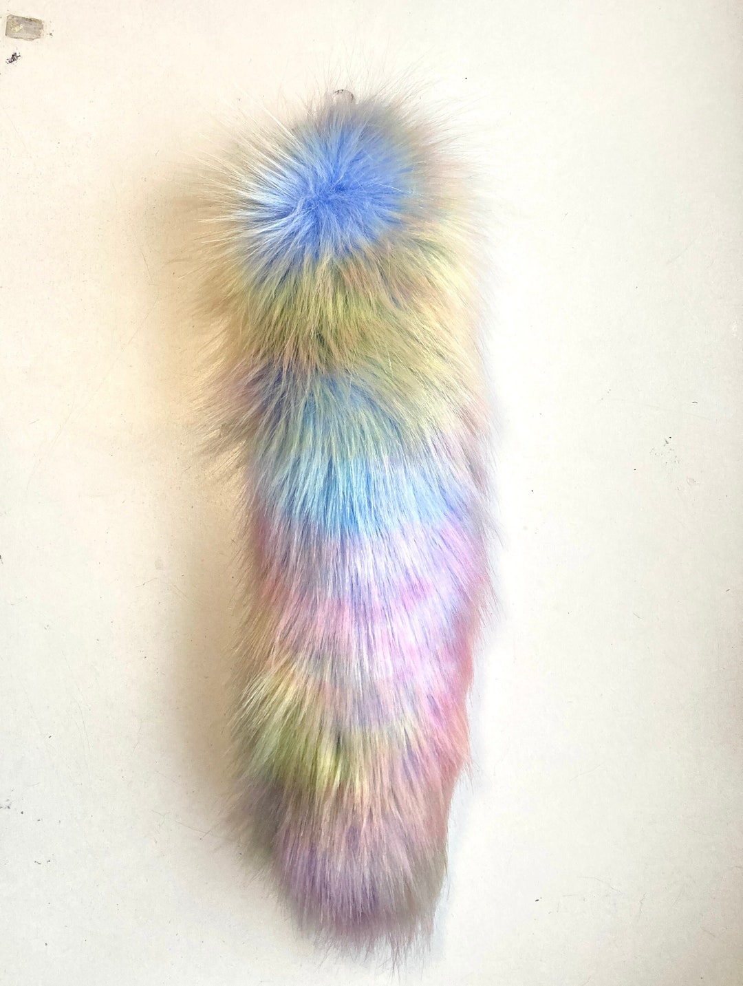 Large Handmade Tail UK 35cm Rainbow Pastel Fox Faux Fur Soft Realistic ...