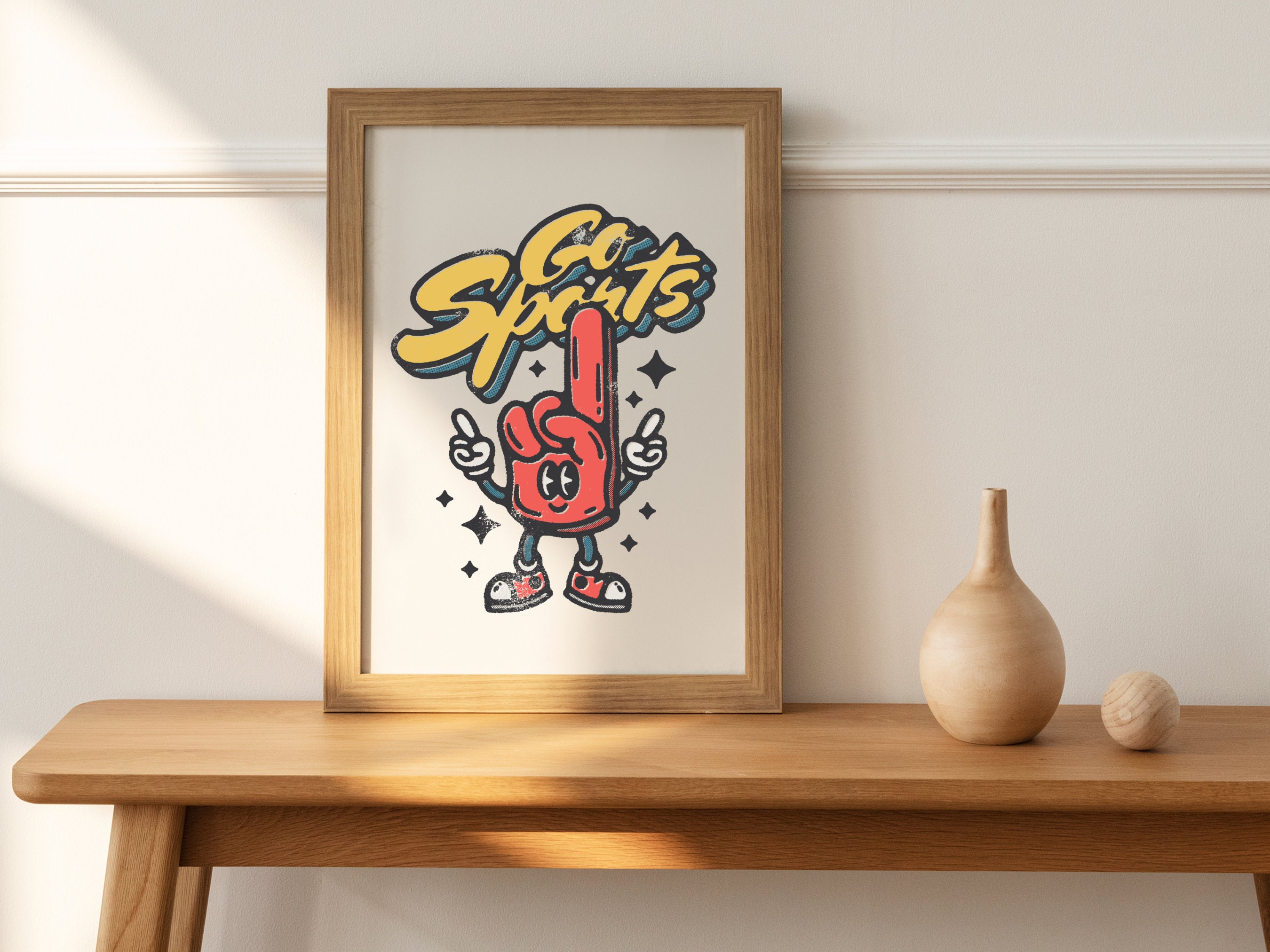 Go Sports Foam Finger Vintage Mascot Distressed Sublimation instant ...