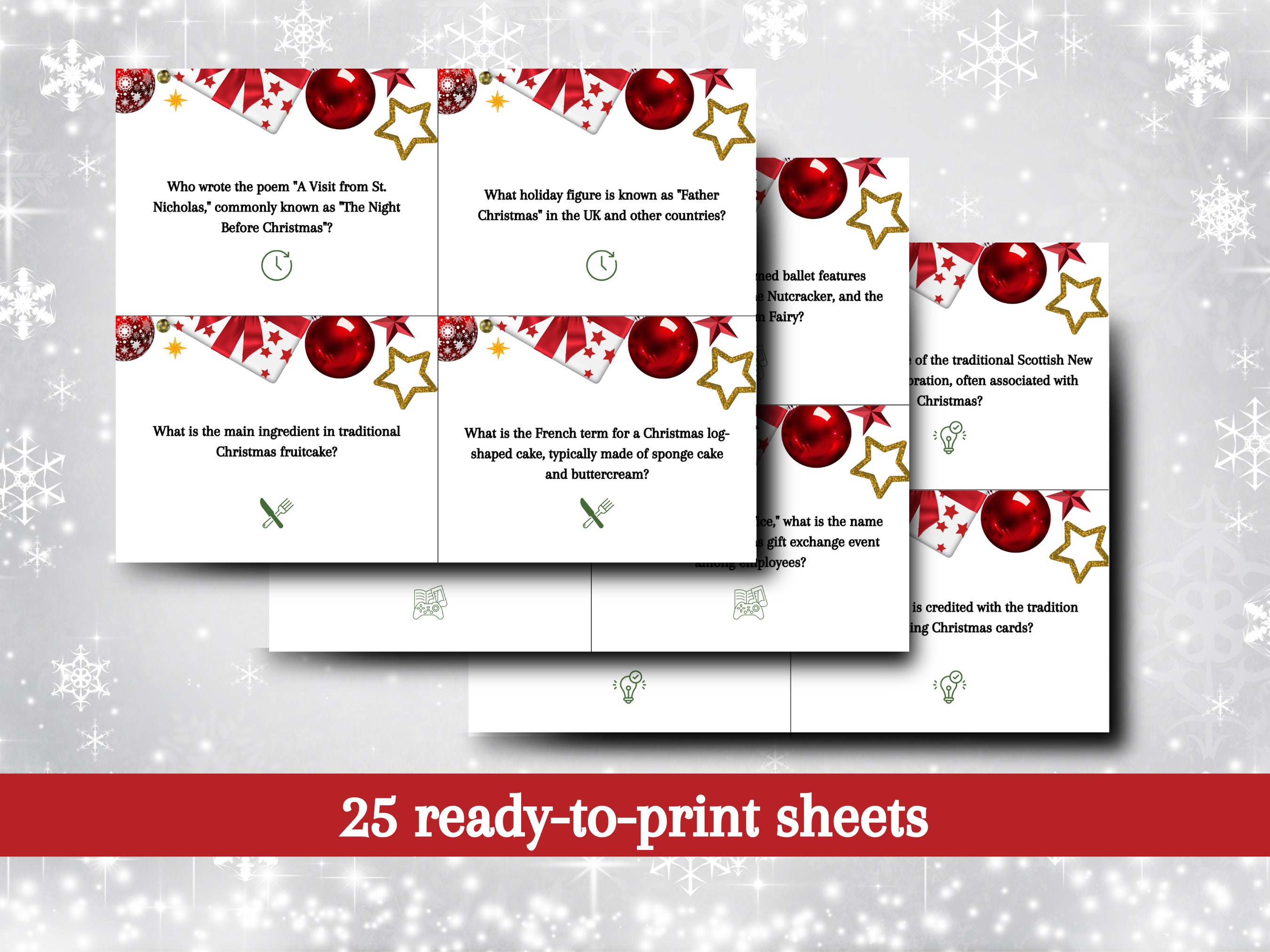 Christmas Trivia 100 Cards, Christmas Party Games, Christmas Games for ...