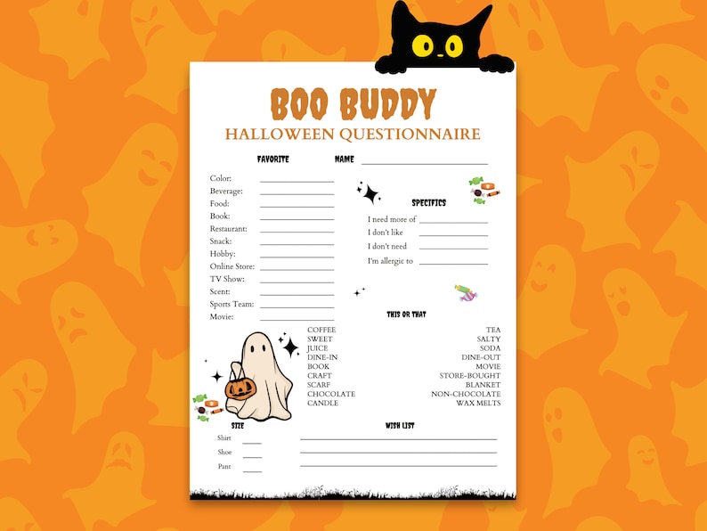 Boo Basket Questionnaire, Boo Buddy Halloween Gift Exchange, Printable ...
