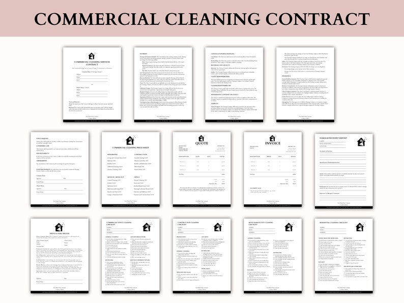 Commercial Cleaning Contract, Editable Cleaning Service Contract ...