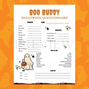 Boo Basket Questionnaire, Boo Buddy Halloween Gift Exchange, Printable ...
